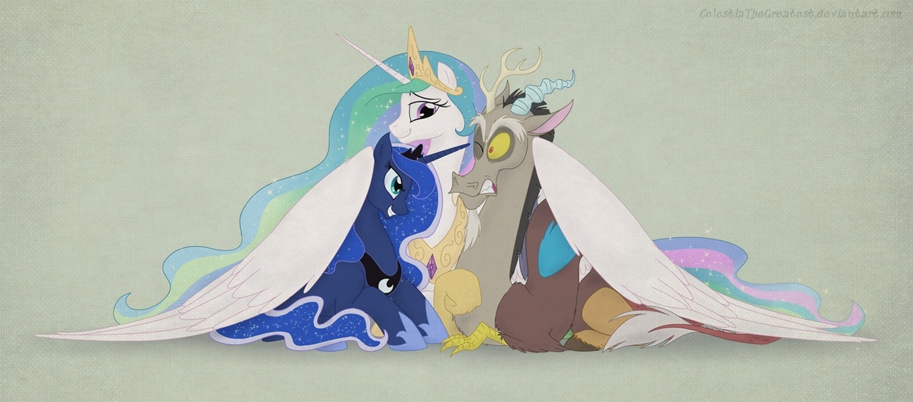 #699 - safe, artist:celestiathegreatest, discord, princess celestia ...