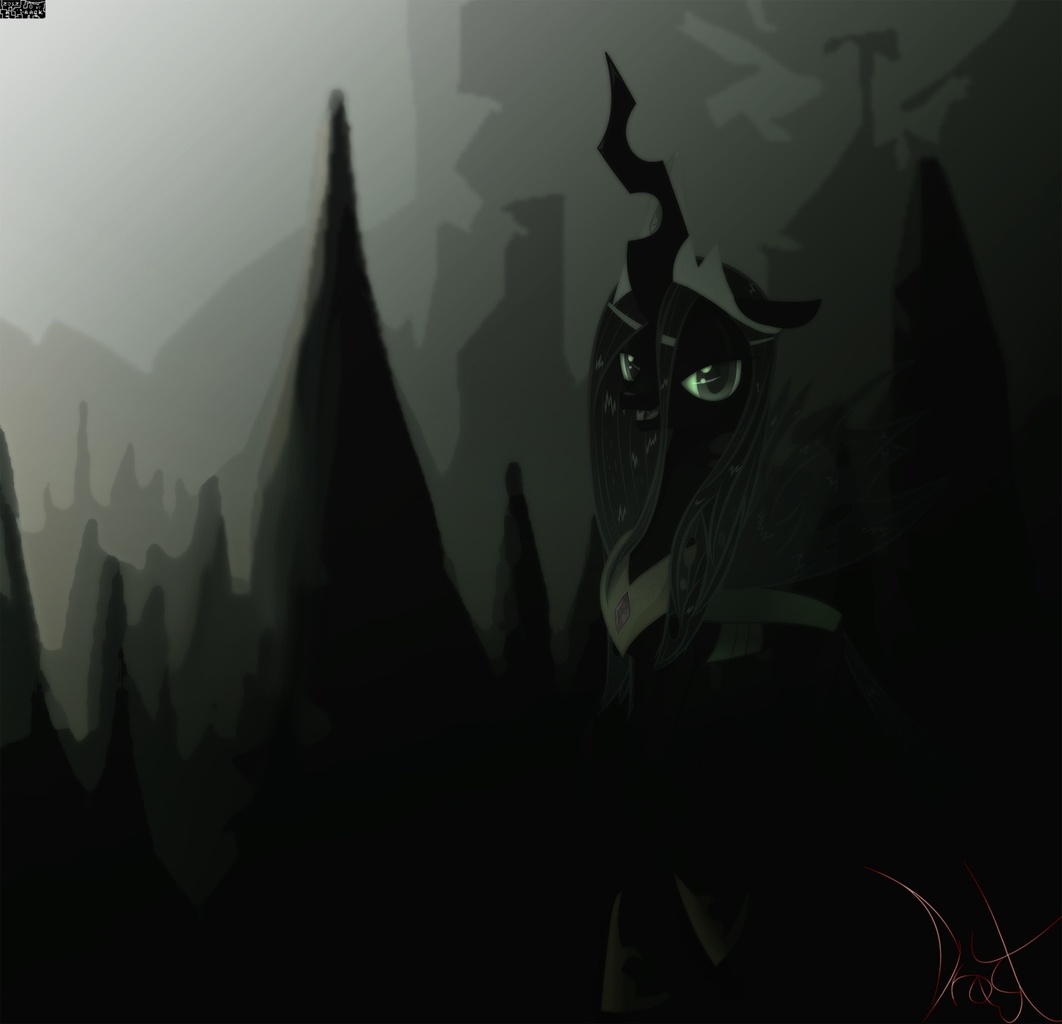 #110945 - safe, artist:dragk, queen chrysalis, changeling, changeling ...
