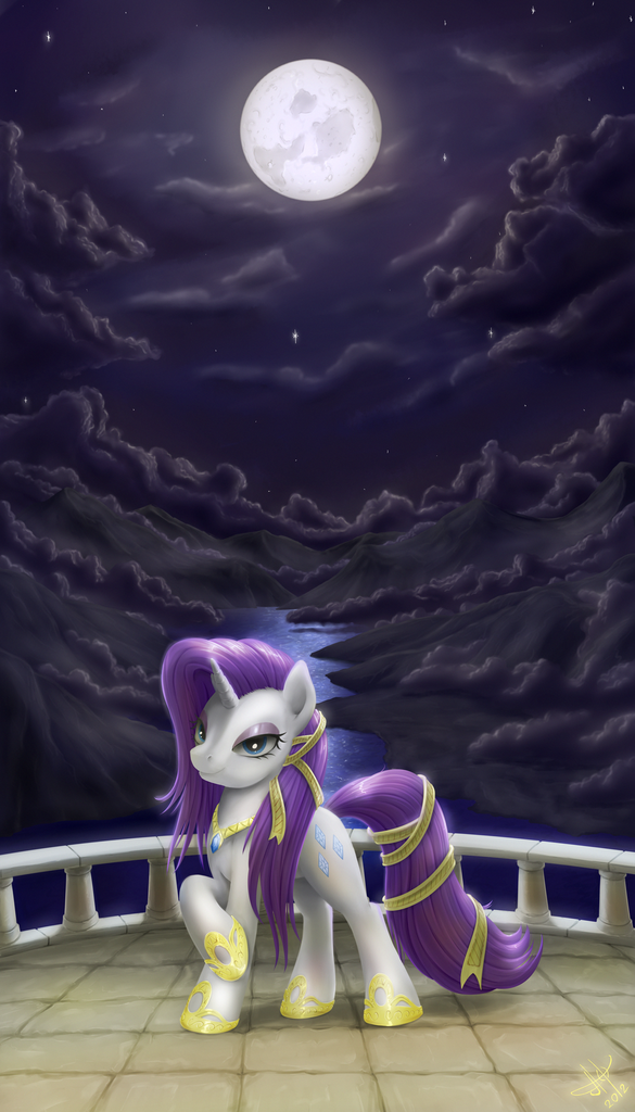 #111225 - safe, artist:1jaz, rarity, pony, balcony, clothes, female ...