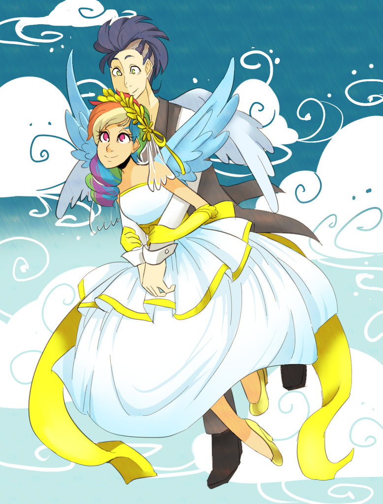 #119747 - safe, artist:ssenarrya, rainbow dash, soarin', human, g4 ...