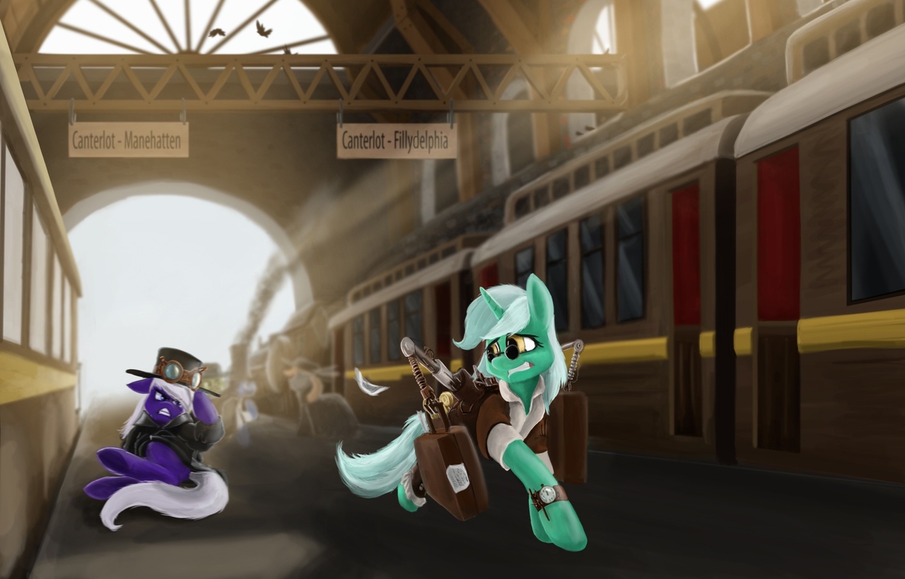 #120275 - safe, artist:rublegun, lyra heartstrings, oc, unnamed oc ...