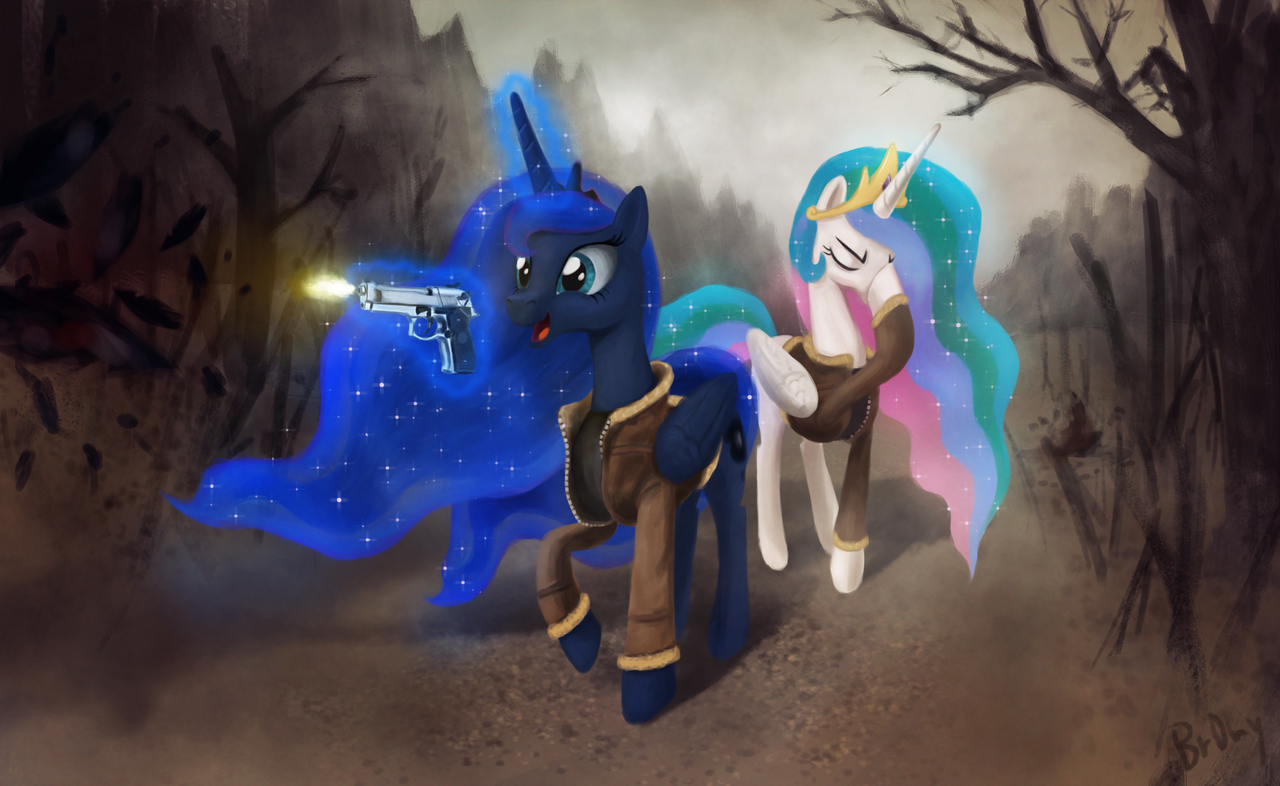 #123844 - semi-grimdark, artist:br0ny, princess celestia, princess luna ...