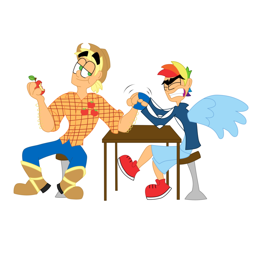 #124400 - safe, artist:luckytan-man, applejack, rainbow dash, human, g4 ...