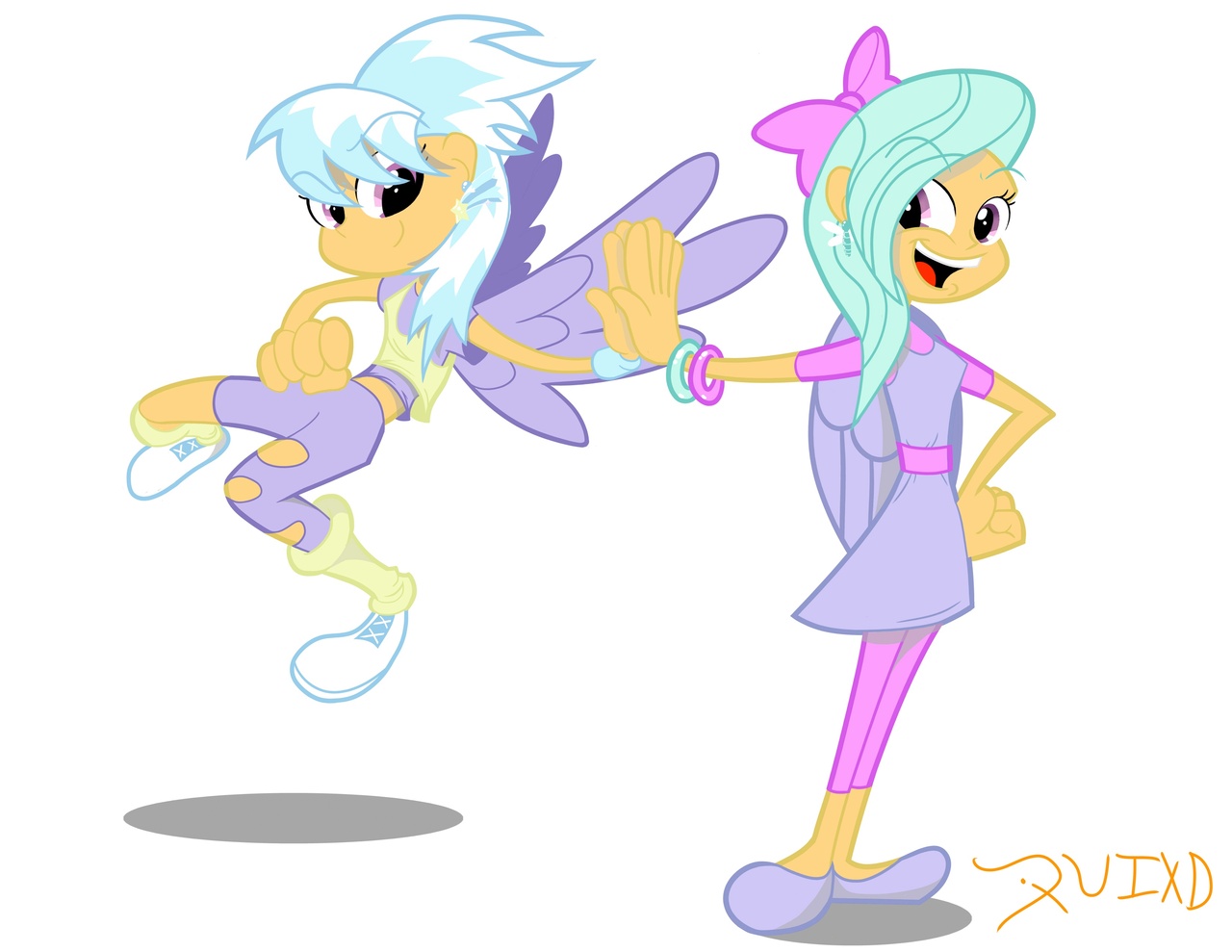 #124810 - safe, artist:rockingquix, cloudchaser, flitter, human, high ...