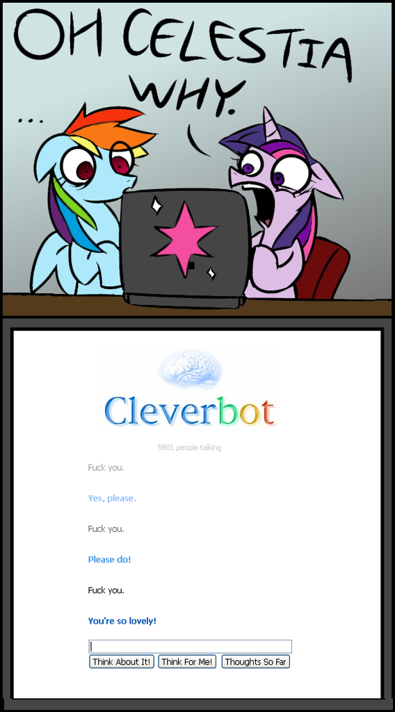 #125069 - safe, rainbow dash, twilight sparkle, cleverbot, female, meme ...