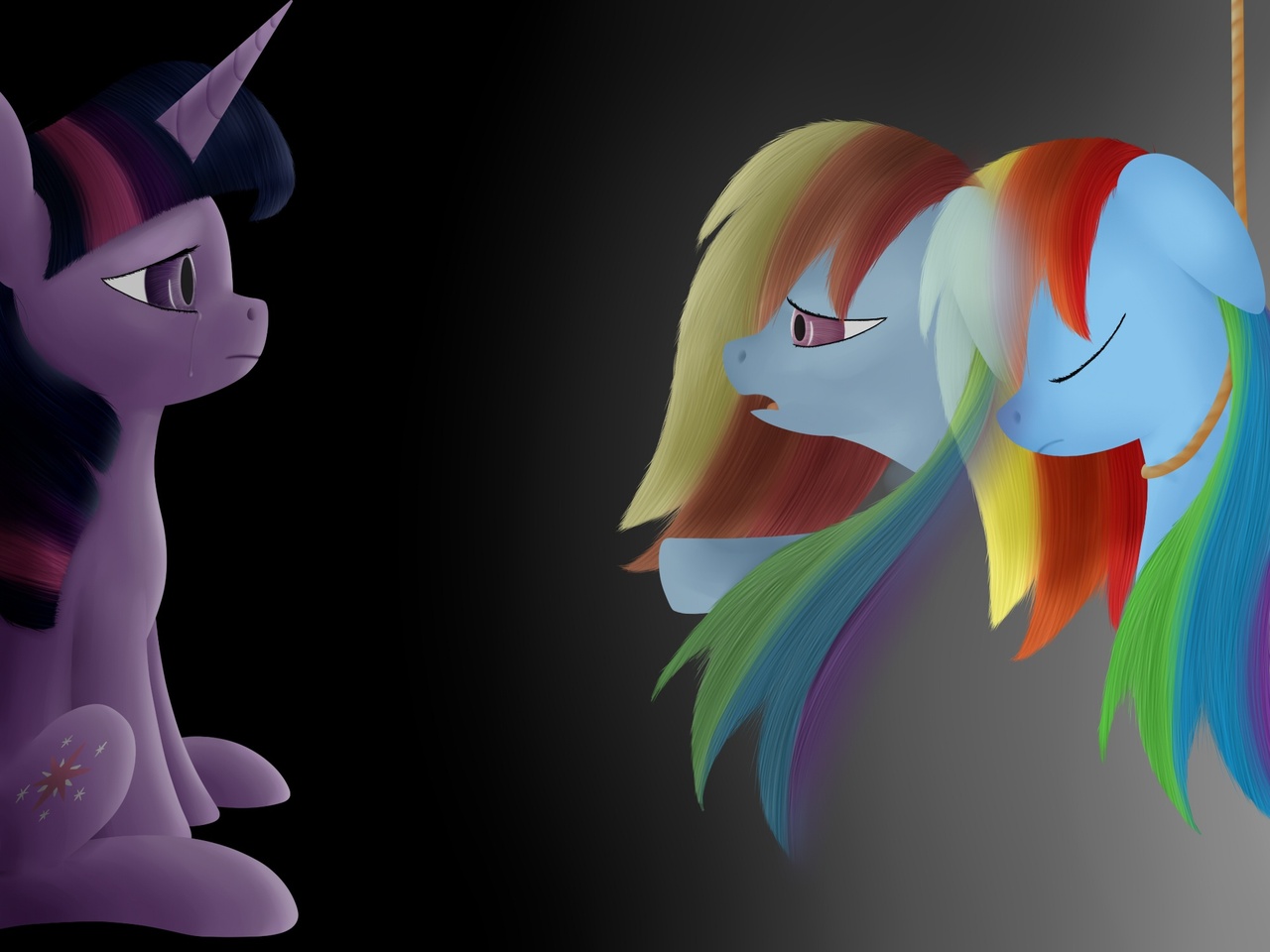 #130132 - semi-grimdark, artist:kobaloi, rainbow dash, twilight sparkle ...