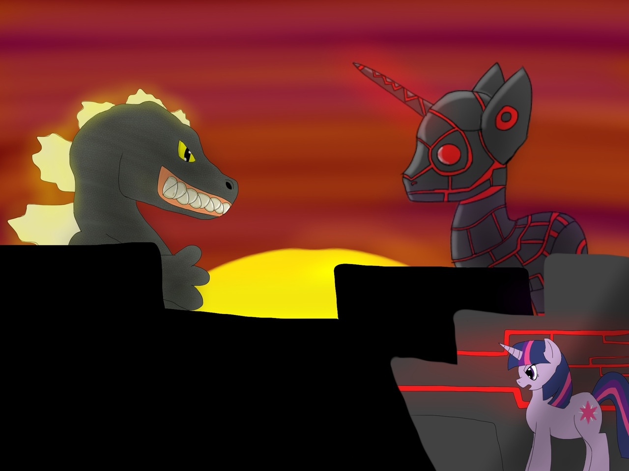 #133074 - safe, artist:megcolthebrony, twilight sparkle, kaiju, g4 ...