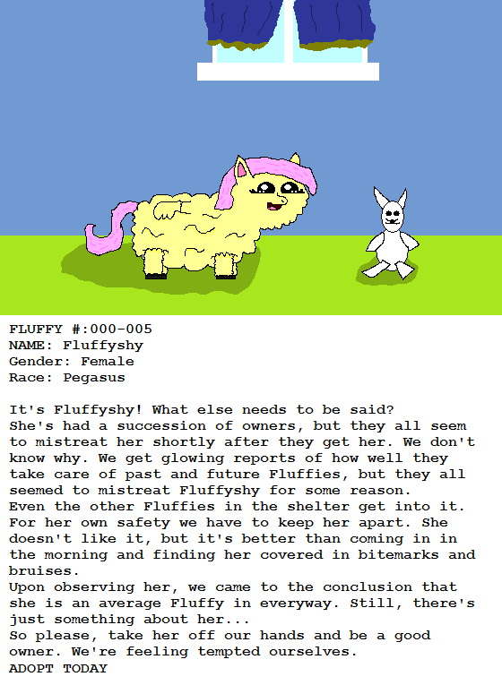 #135257 - safe, artist:fortune, fluffy pony, adoption, fluffyshy, text ...