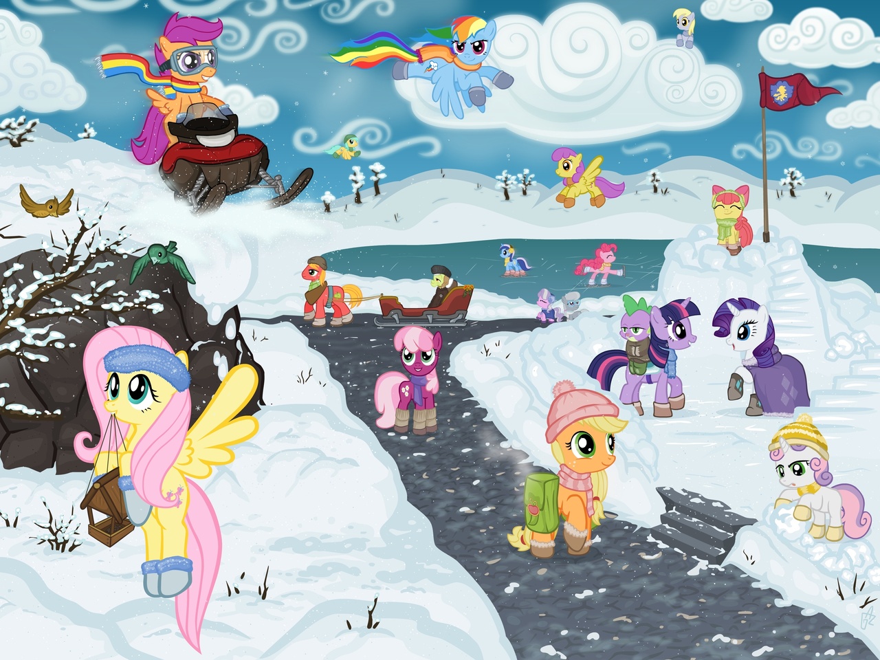 #135689 - safe, artist:alevgor, apple bloom, applejack, big macintosh ...