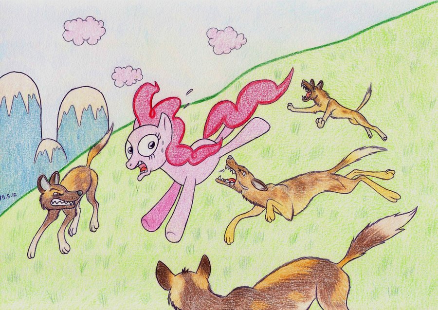 #115489 - safe, artist:dark-hyena, pinkie pie, african wild dog, earth ...