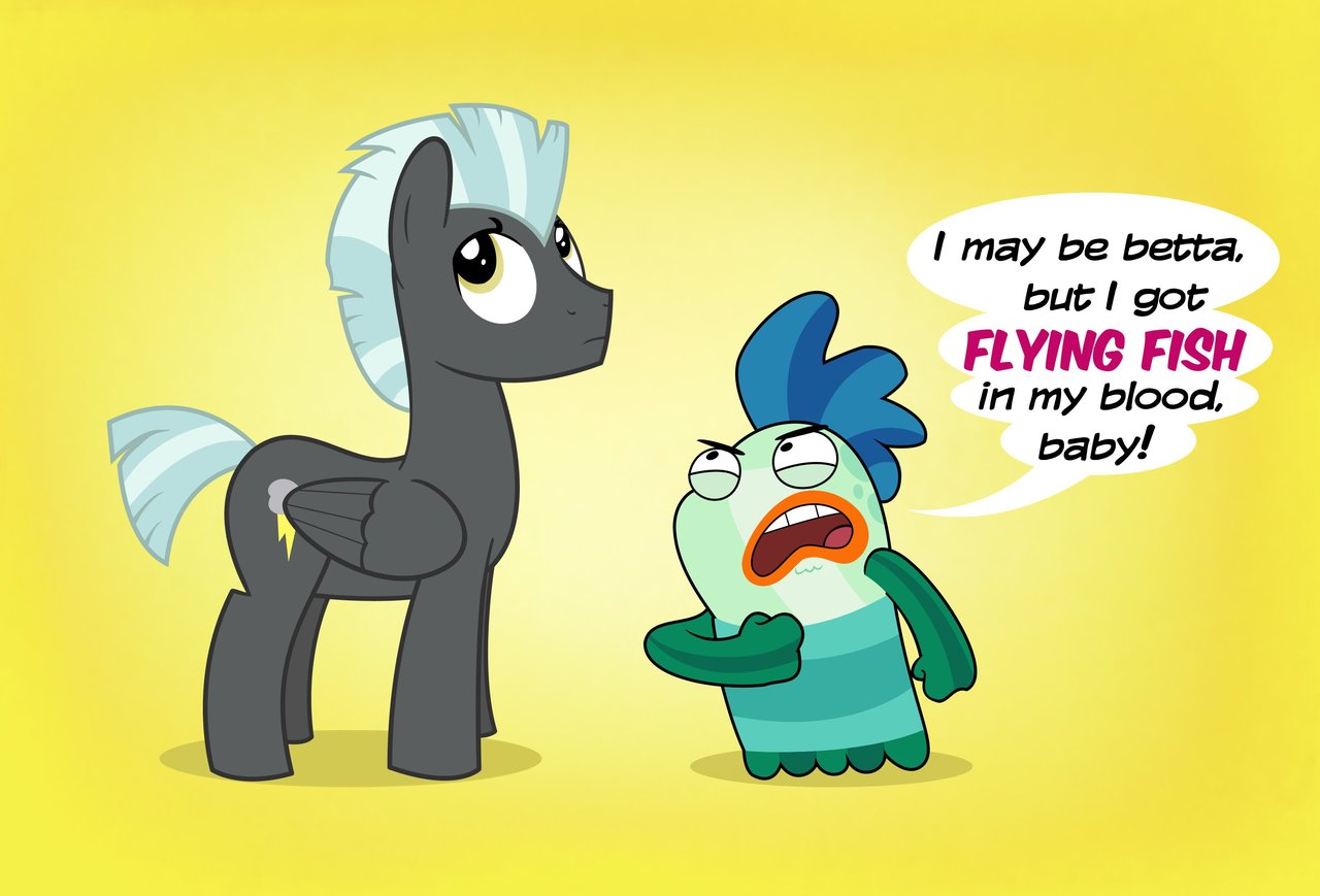 #147895 - safe, artist:abigail m., thunderlane, betta, fish, pegasus ...