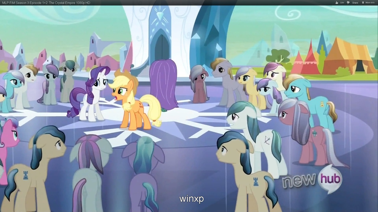 #149595 - safe, screencap, applejack, arctic lily, bright smile, castle ...