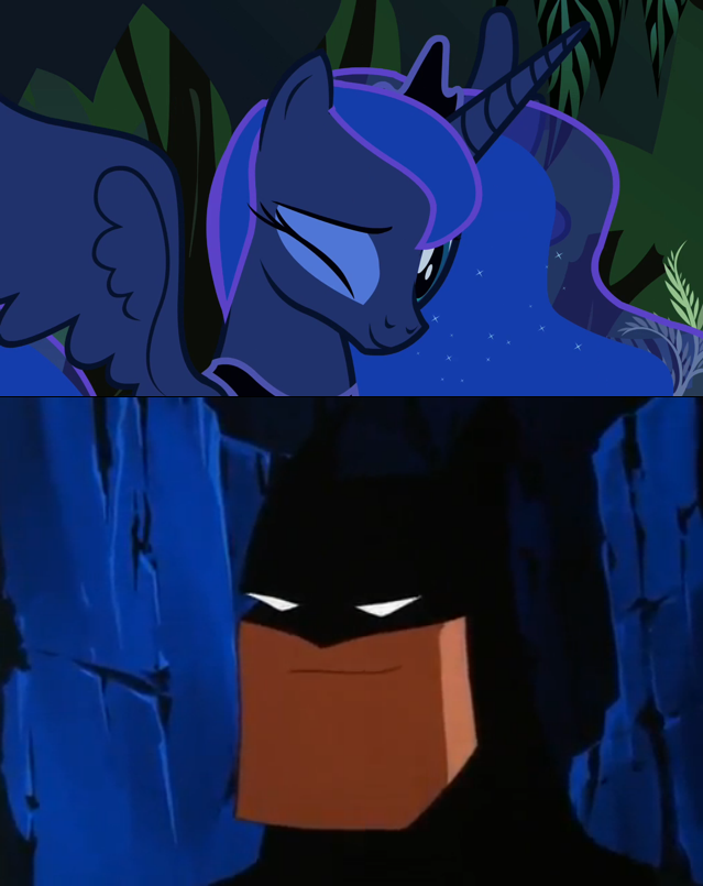 #155879 - safe, princess luna, batman, implied shipping, wink - Derpibooru