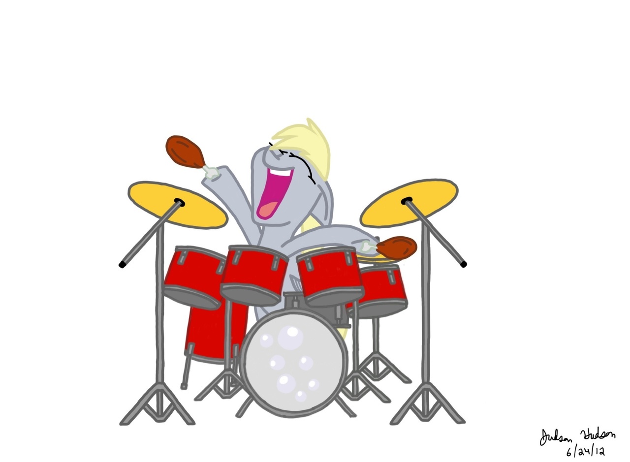 #165382 - safe, artist:judhudson, derpy hooves, pegasus, pony, drums ...