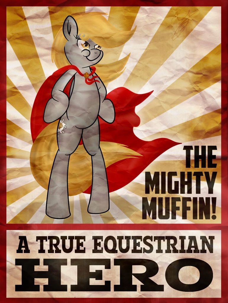 #166956 - safe, derpy hooves, pegasus, pony, bipedal, hero, poster ...