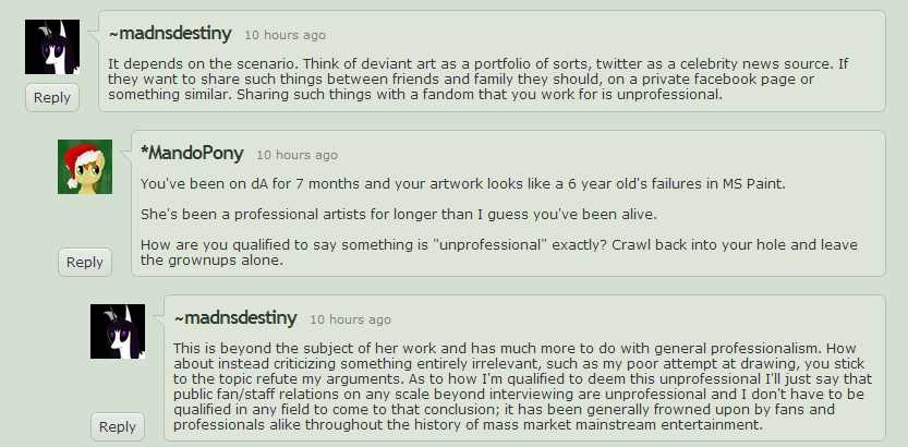 #168060 - safe, mandopony, oc, comments, deviantart, drama, meta, text ...