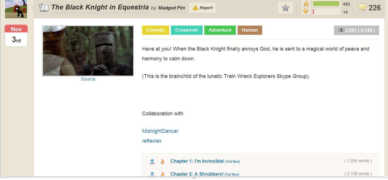 #142286 - safe, crossover, fanfic, fimfiction, meta, monty python, text ...