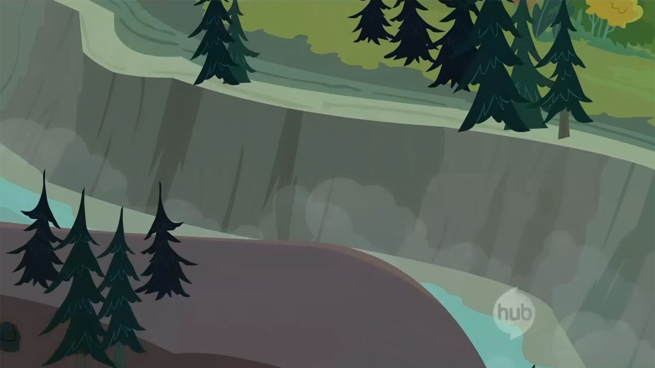 #187989 - safe, screencap, background, ghastly gorge, gorge, hub logo ...