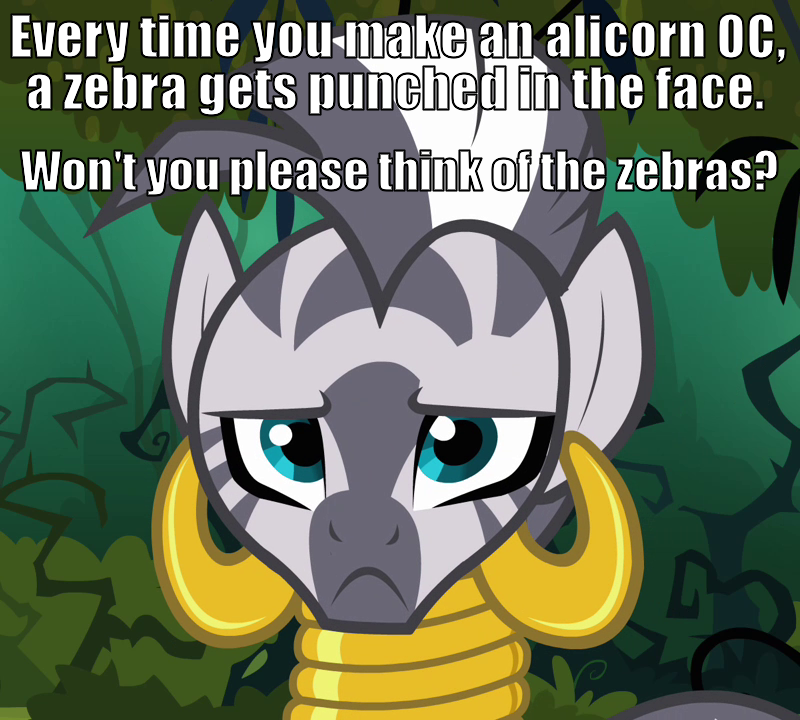 #195104 - safe, zecora, zebra, g4, :c, alicorn oc, caption, everfree ...