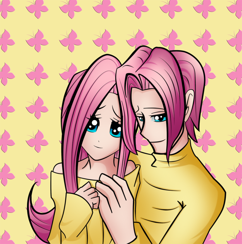 #173628 - safe, artist:icedroplet, fluttershy, human, butterscotch, duo ...