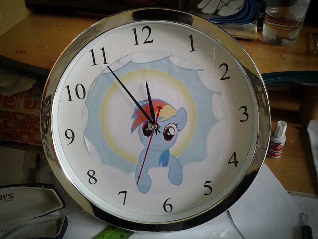 #174675 - safe, rainbow dash, g4, clock, customized toy, irl, photo ...