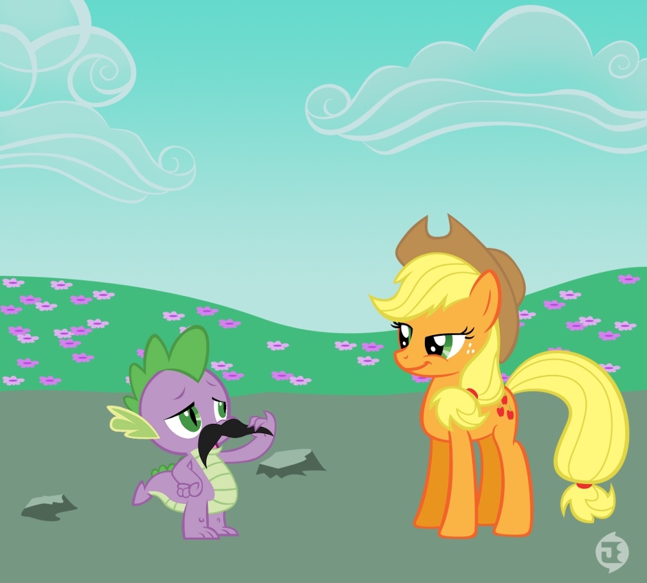 #6054 - safe, artist:neodarkwing, applejack, spike, dragon, earth pony ...