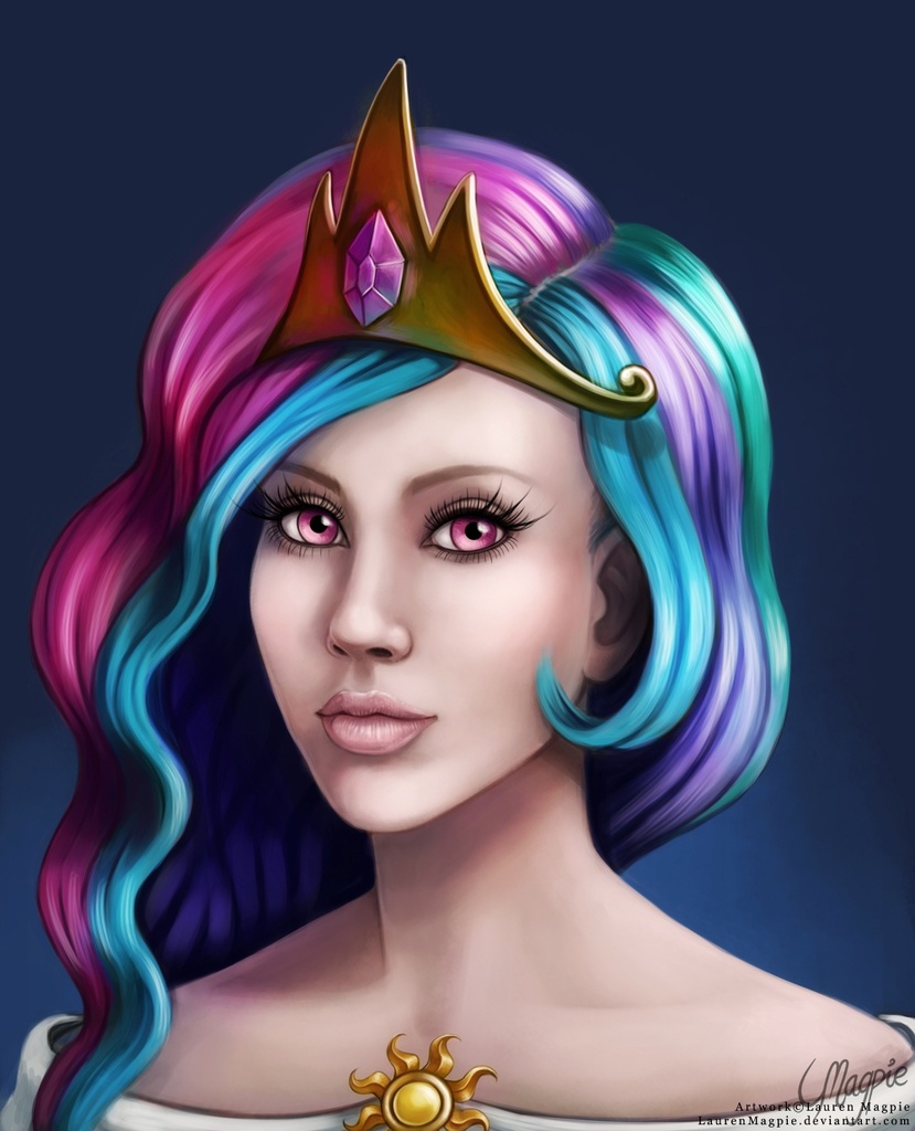 7384 Safe Artistlaurenmagpie Princess Celestia Human Bust Female Humanized Portrait