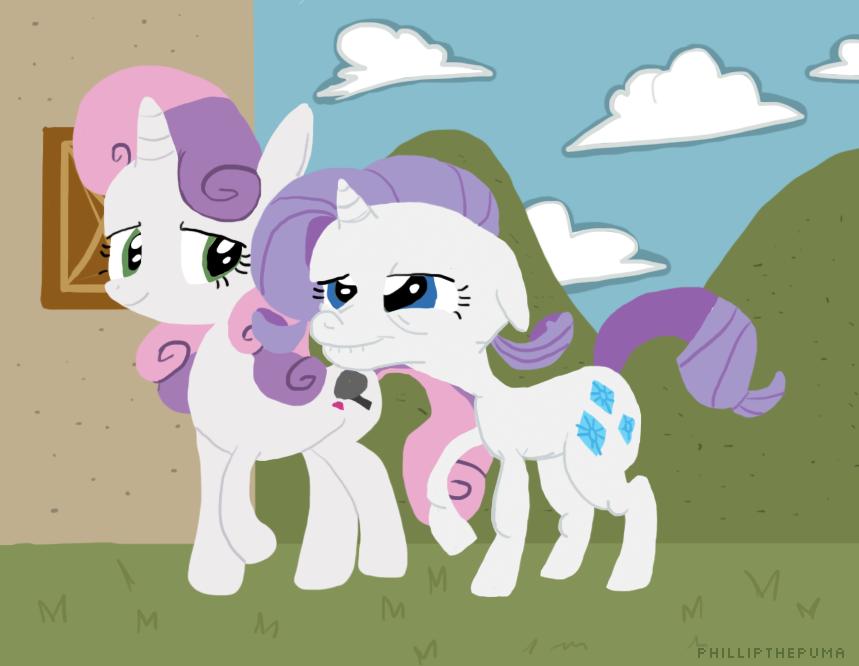 #8089 - safe, artist:phillipthepuma, rarity, sweetie belle, pony, unicorn, g4, adult, duo ...