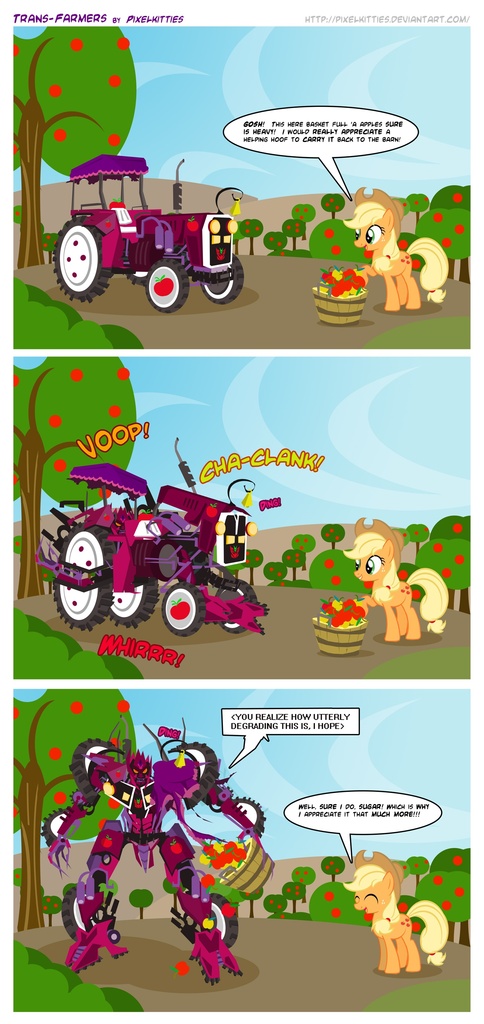 #14377 - safe, artist:pixelkitties, applejack, earth pony, pony, robot ...