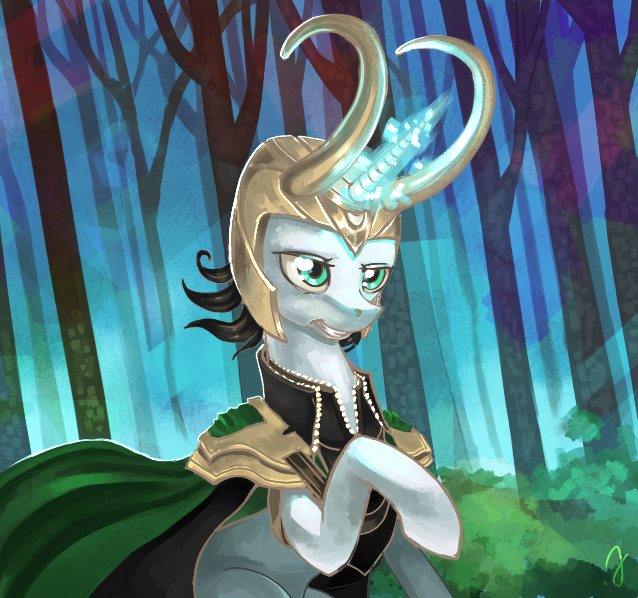 #14604 - safe, artist:erinliona, pony, unicorn, cape, clothes, forest ...