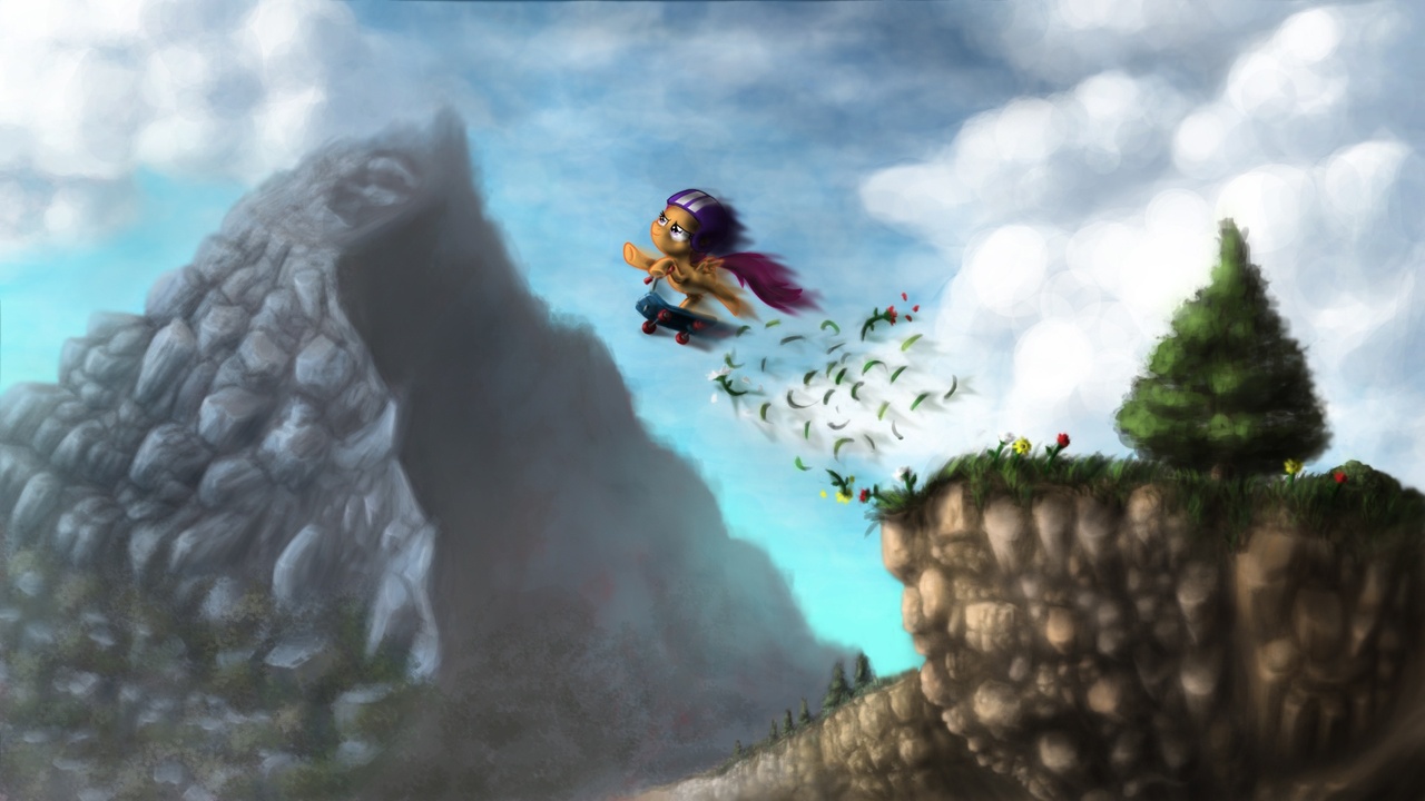 #16033 - safe, artist:xx-mr-no-name-xx, scootaloo, pegasus, pony, cliff ...