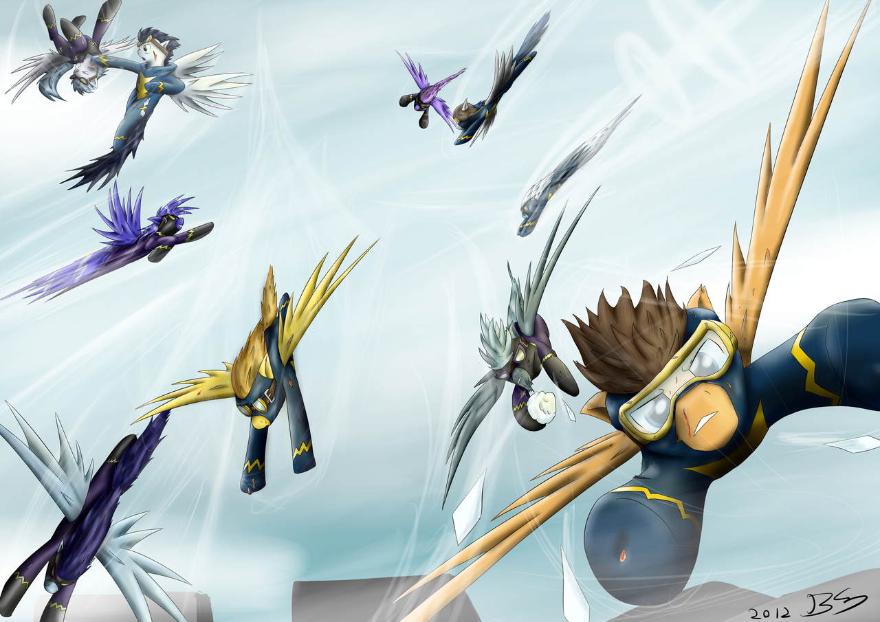 #16763 - safe, artist:firenze, fleetfoot, nightshade, soarin', spitfire ...