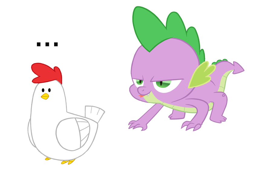 #22178 - safe, artist:queencold, spike, chicken, dragon, g4, ..., all ...