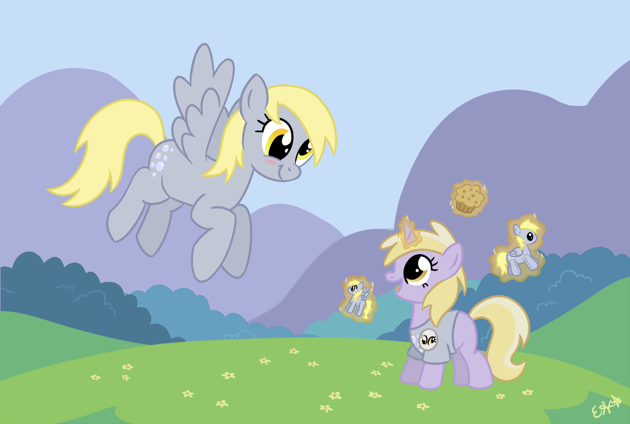 #23779 - safe, artist:oomles, derpy hooves, dinky hooves, pegasus, pony ...