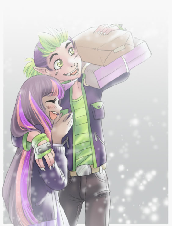 #25237 - safe, artist:zoe-productions, spike, twilight sparkle, g4 ...