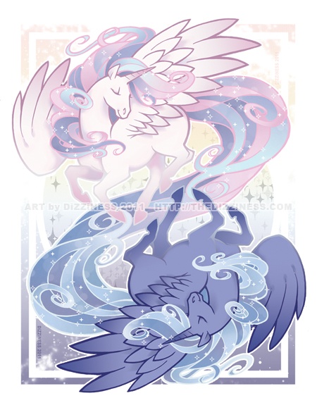 #25419 - safe, artist:dizziness, princess celestia, princess luna, g4 ...