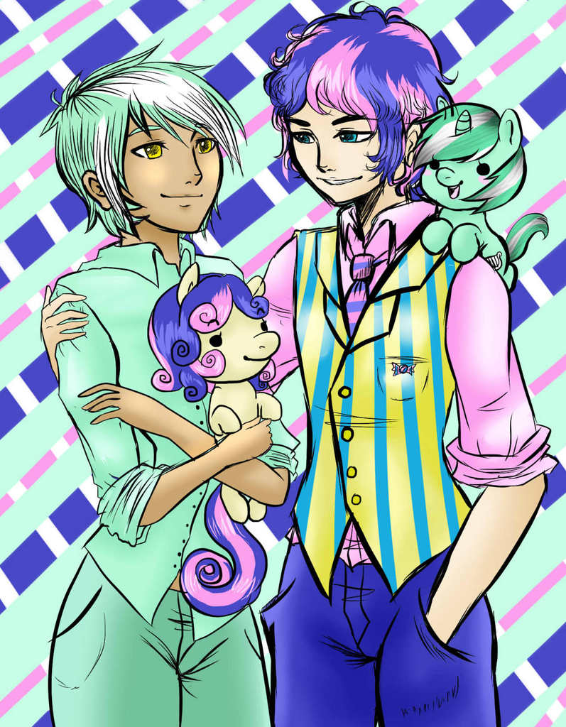 #27756 - safe, artist:animecreator, bon bon, lyra heartstrings, sweetie ...