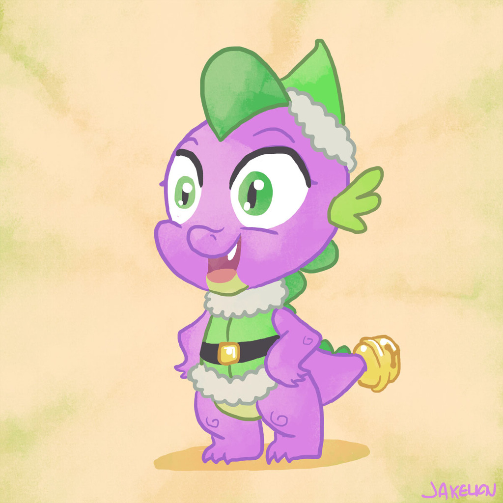 #40216 - safe, artist:docwario, spike, bell, christmas - Derpibooru