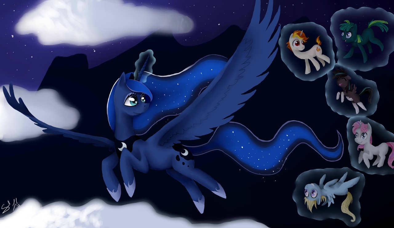 #42803 - safe, artist:blondiegurl1129, princess luna, oc, oc ...
