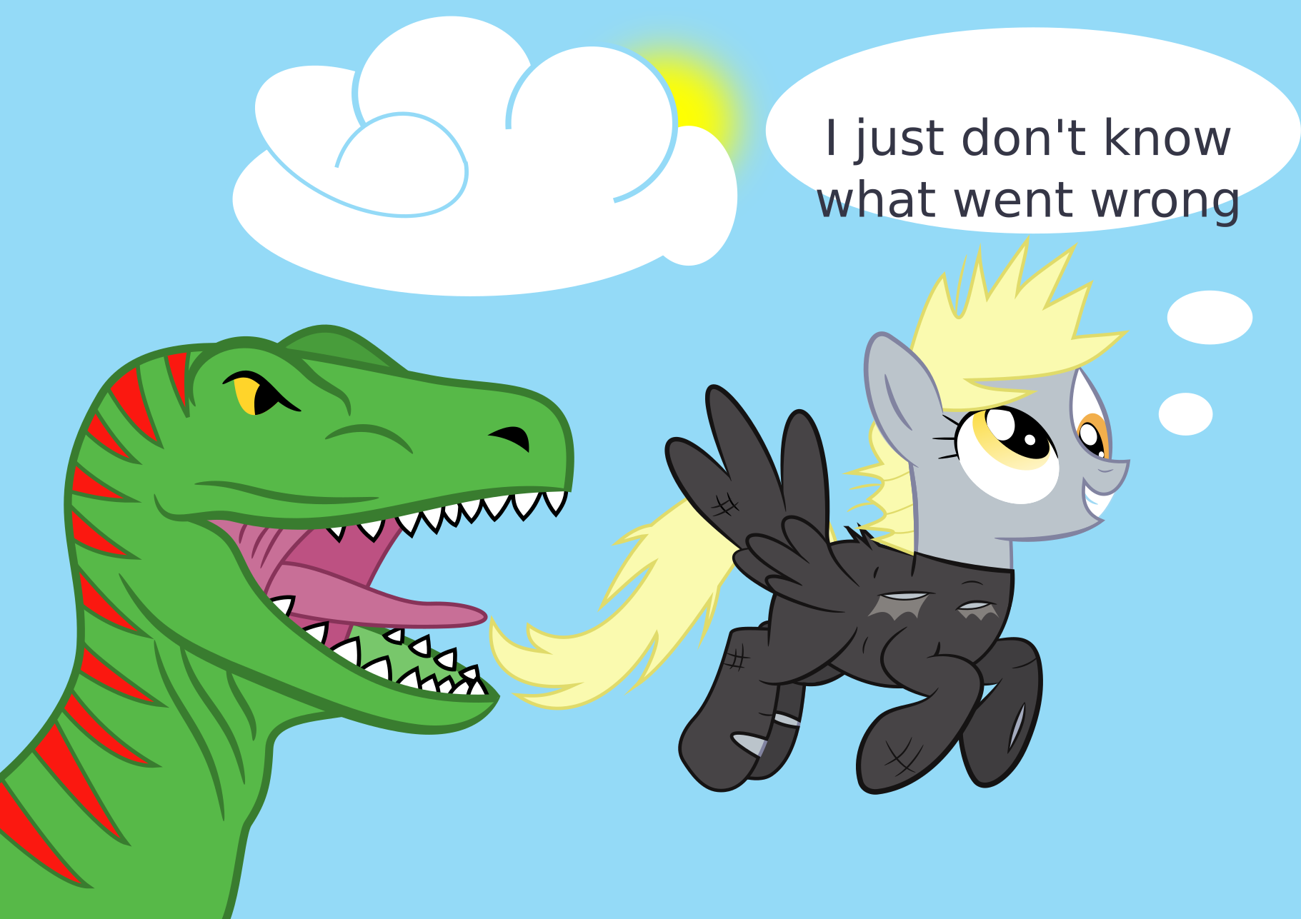 #45259 - safe, artist:tgolyi, derpy hooves, dinosaur, pegasus, pony ...