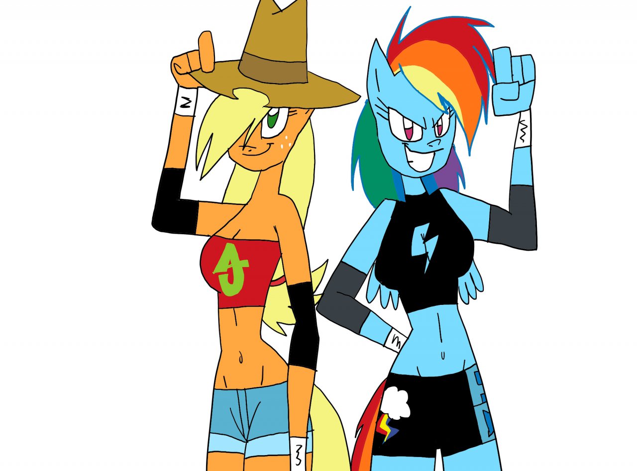 49007 Suggestive Artistmofetafrombrooklyn Applejack Rainbow Dash Anthro Belly Button