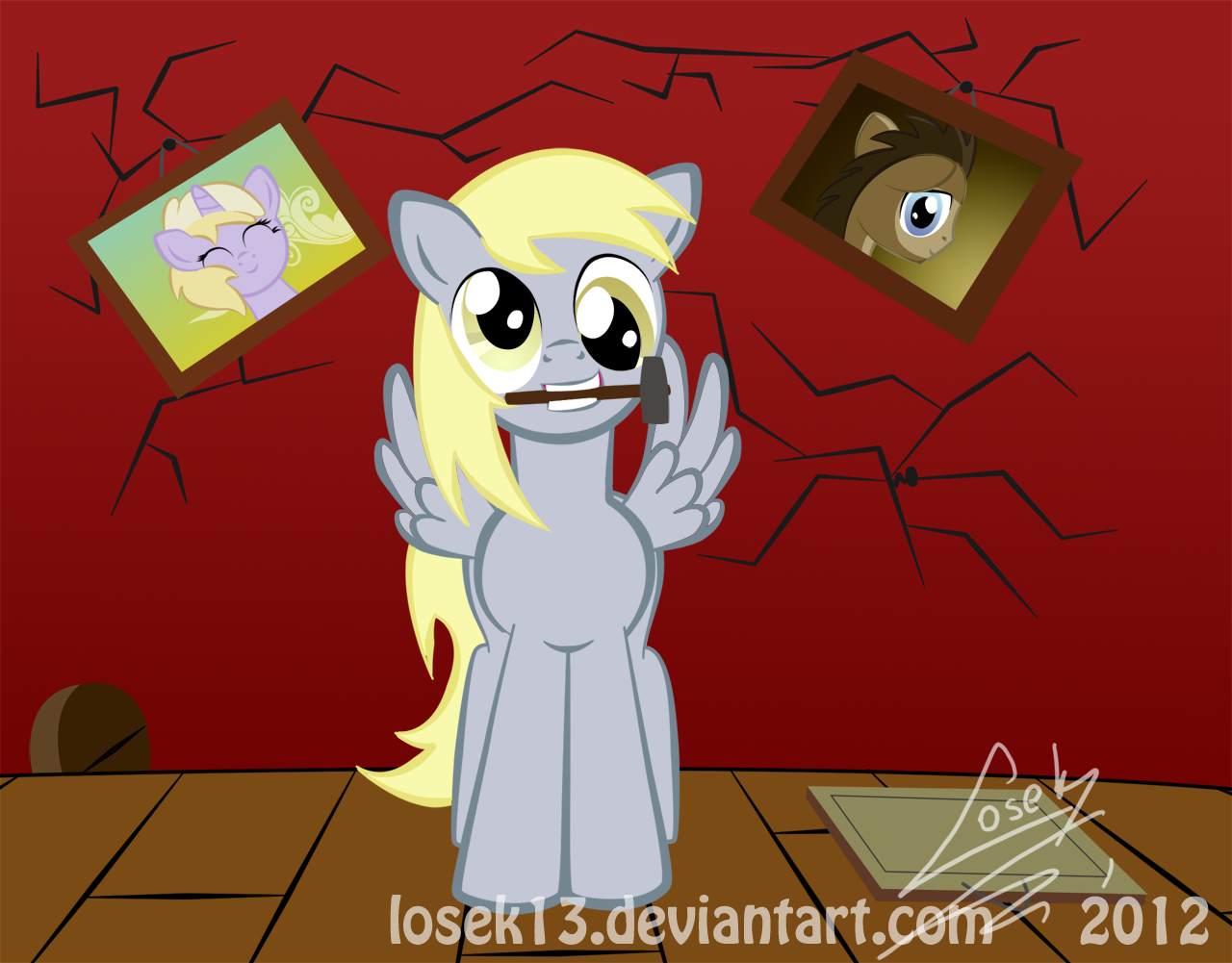 #58411 - safe, artist:losek13, derpy hooves, dinky hooves, doctor ...