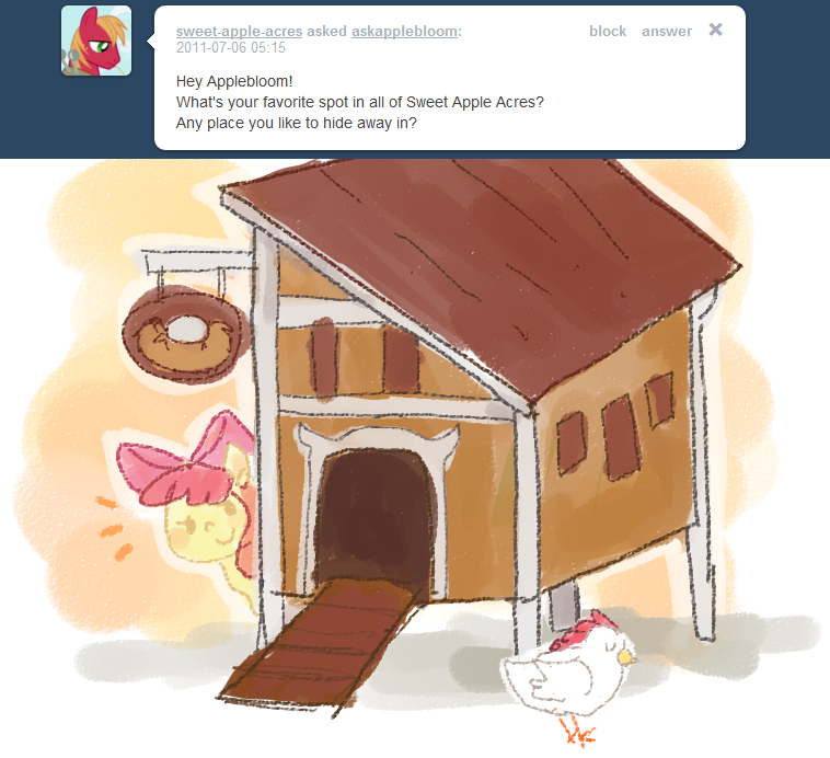 #60462 - safe, artist:votum, apple bloom, chicken, ask apple bloom, g4 ...