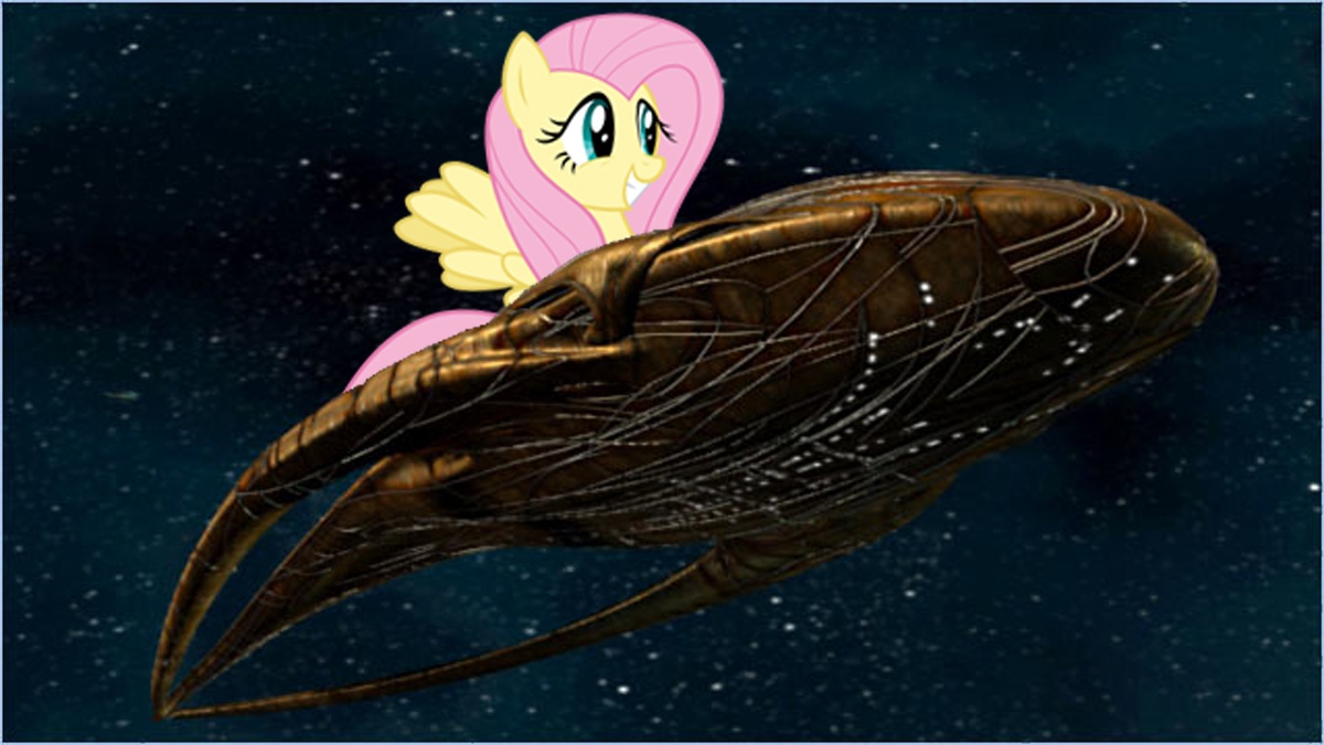 #30156 - safe, fluttershy, g4, farscape, macro, moya, pony & spaceship ...