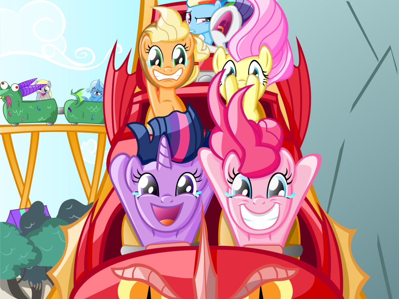 #34424 - safe, artist:bronytoss, applejack, basil, crackle, derpy ...