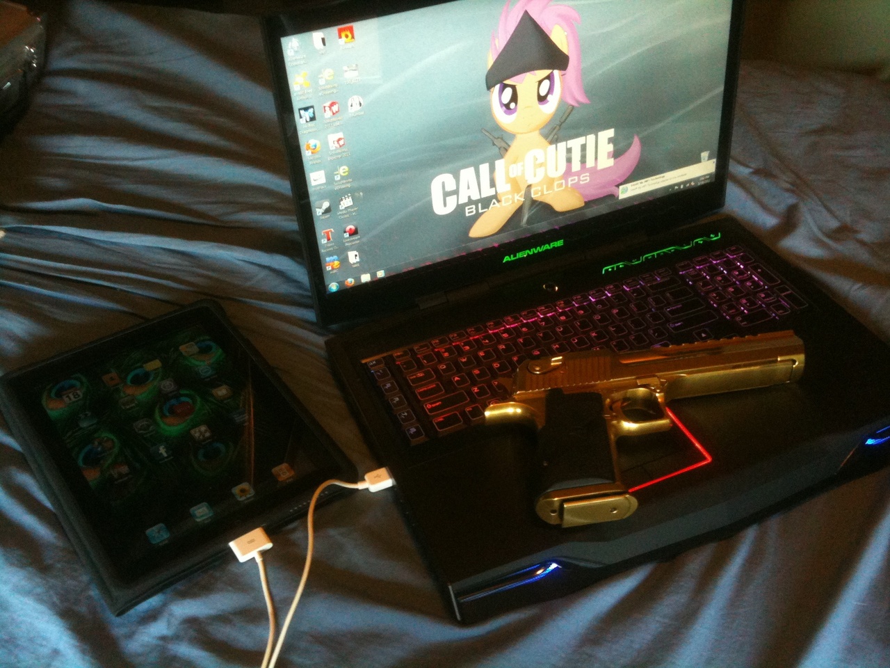 #36622 - safe, scootaloo, alienware, call of duty, computer, desert ...