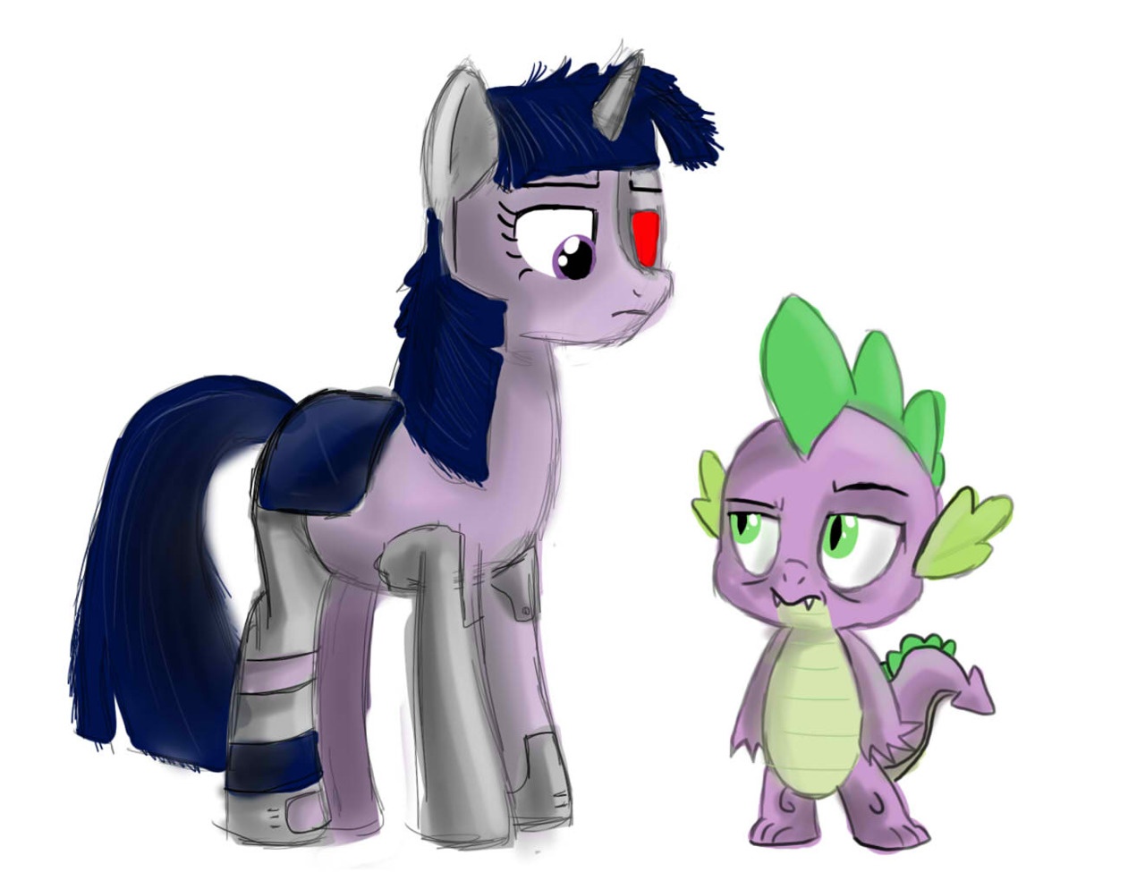 #37663 - safe, artist:ask-pinkie-pool, spike, twilight sparkle, cyborg ...