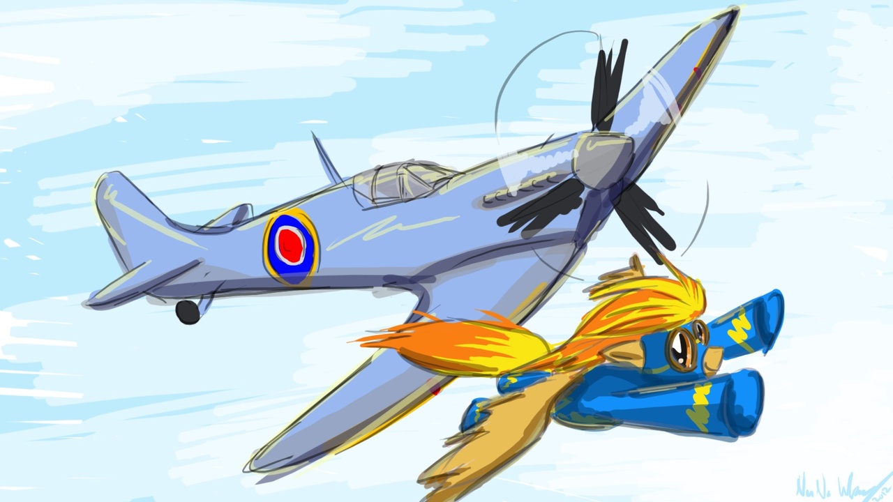 #72051 - safe, artist:zeeclaw, spitfire, fighter, namesake, plane, pun ...
