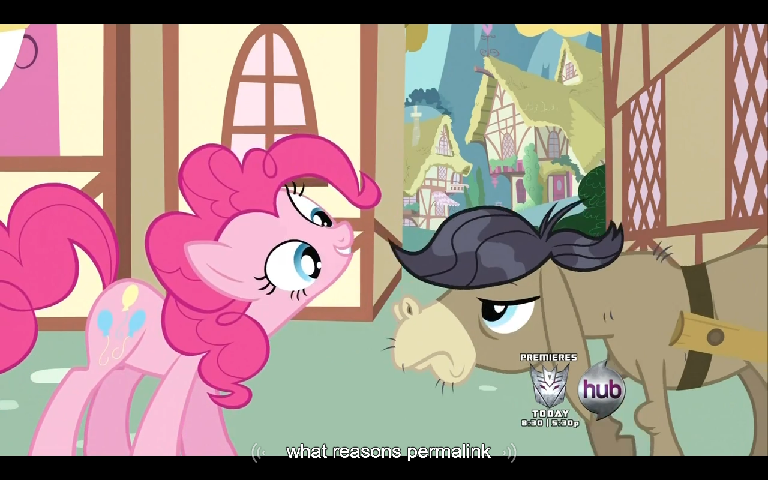 #73912 - safe, screencap, cranky doodle donkey, pinkie pie, donkey ...