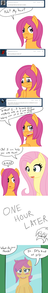 #73925 - safe, artist:jake heritagu, fluttershy, scootaloo, pony, ask ...